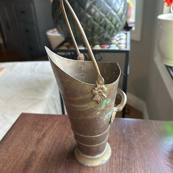 Unbranded | Accents | Vtg Brass Long Matches Scuttle Container For ...